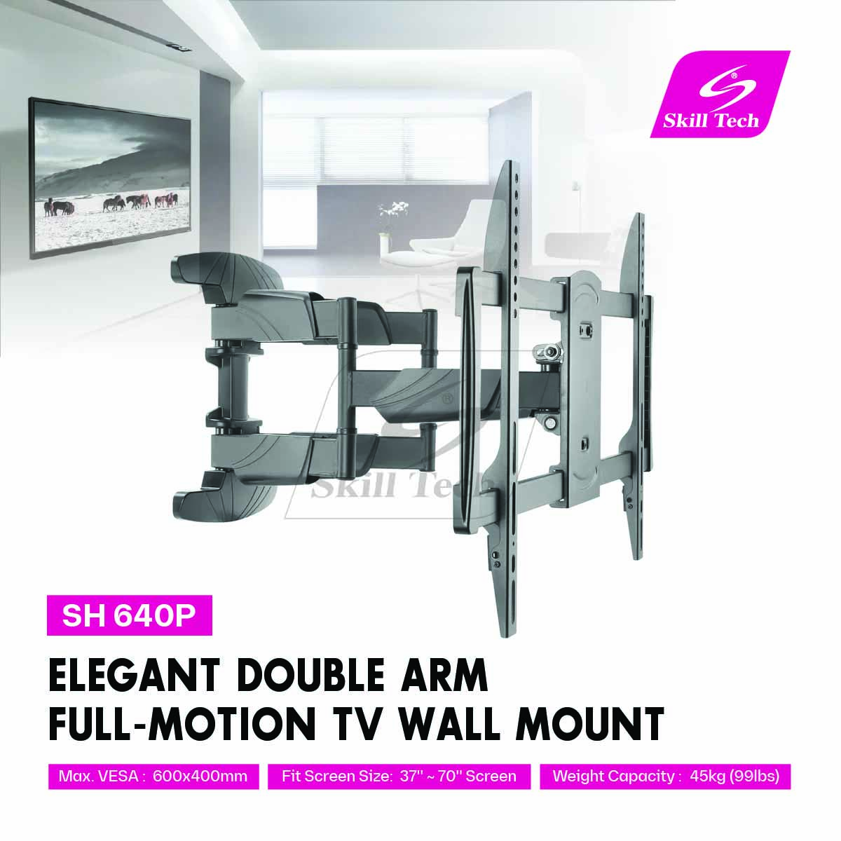 Elegant Double Arm Full-Motion Tv Wall Mount
