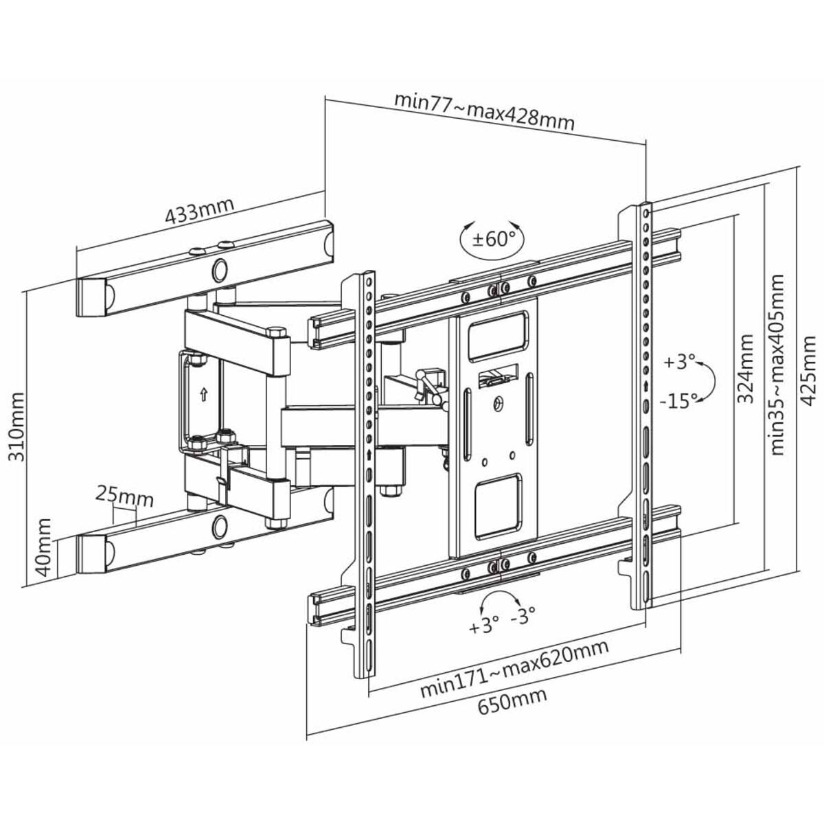 Solid Double Arm Full Motion Tv Wall Mount