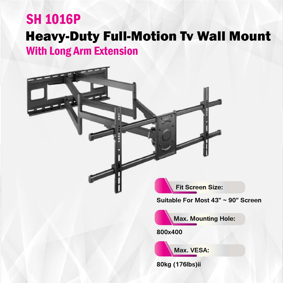 Heavy-Duty Full-Motion Tv Wall Mount With Long Arm Extension