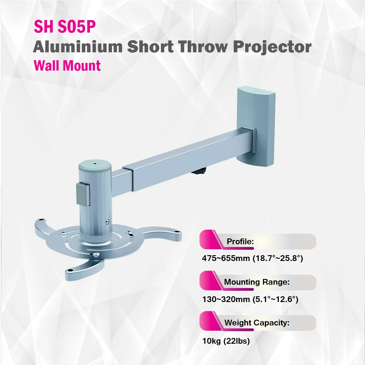 Aluminium Short Throw Projector Wall Mount