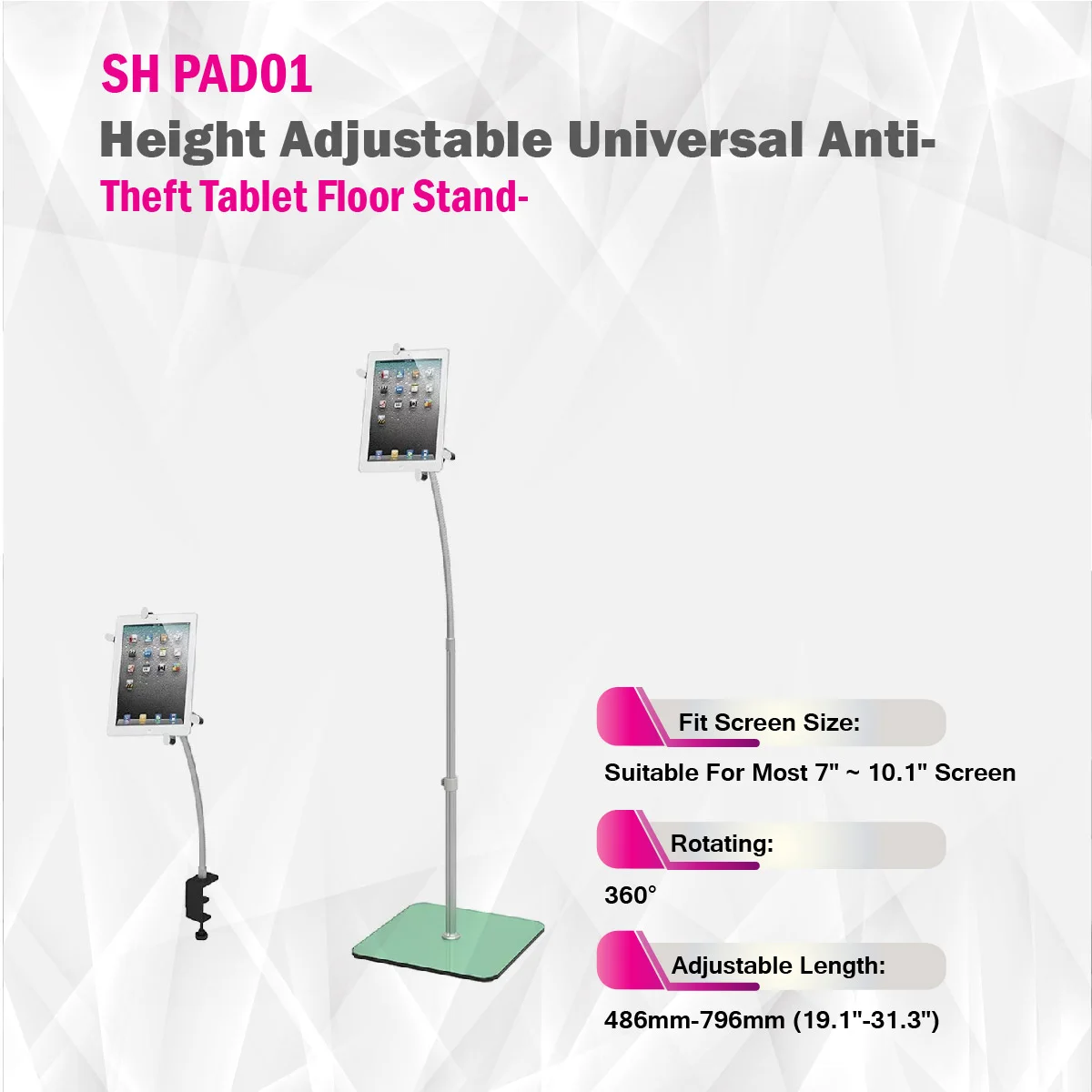 Height Adjustable Universal Anti-Theft Tablet Stand